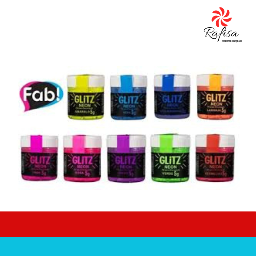 Glitter Color NEON Pó Comestível Glitz 5g FAB. Brilho Para Colorir e ...
