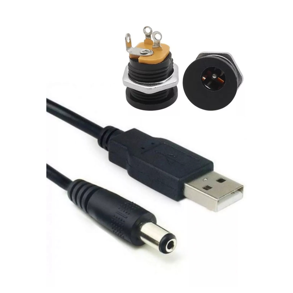 Cabo Usb P/ Fonte P4 Pino 5.5mm X 2.1mm 50cm + Jack P4 Fêmea | Shopee ...