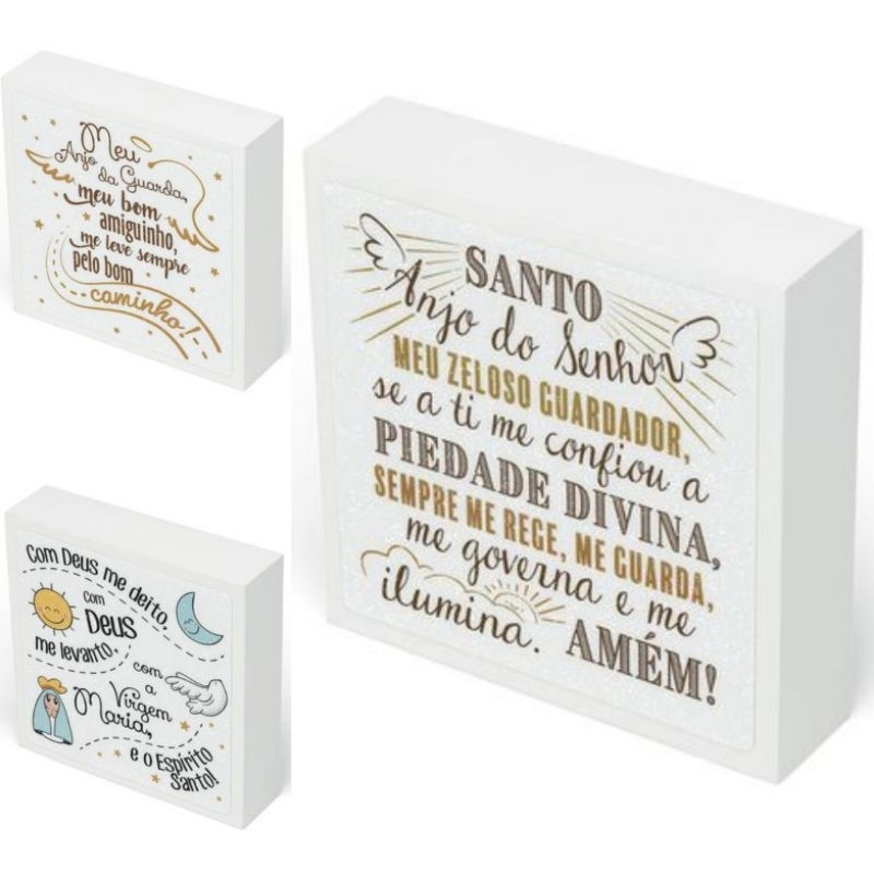 Enfeite Quarto Infantil Criança Bloco Oração Santo Anjo, Meu Anjo da ...