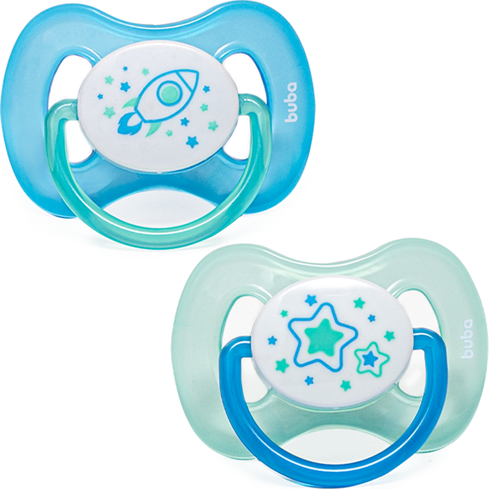 Kit Chupetas Buba Comfort Noturna Tam 2 (acima de 6 meses) Azul Foguete ...