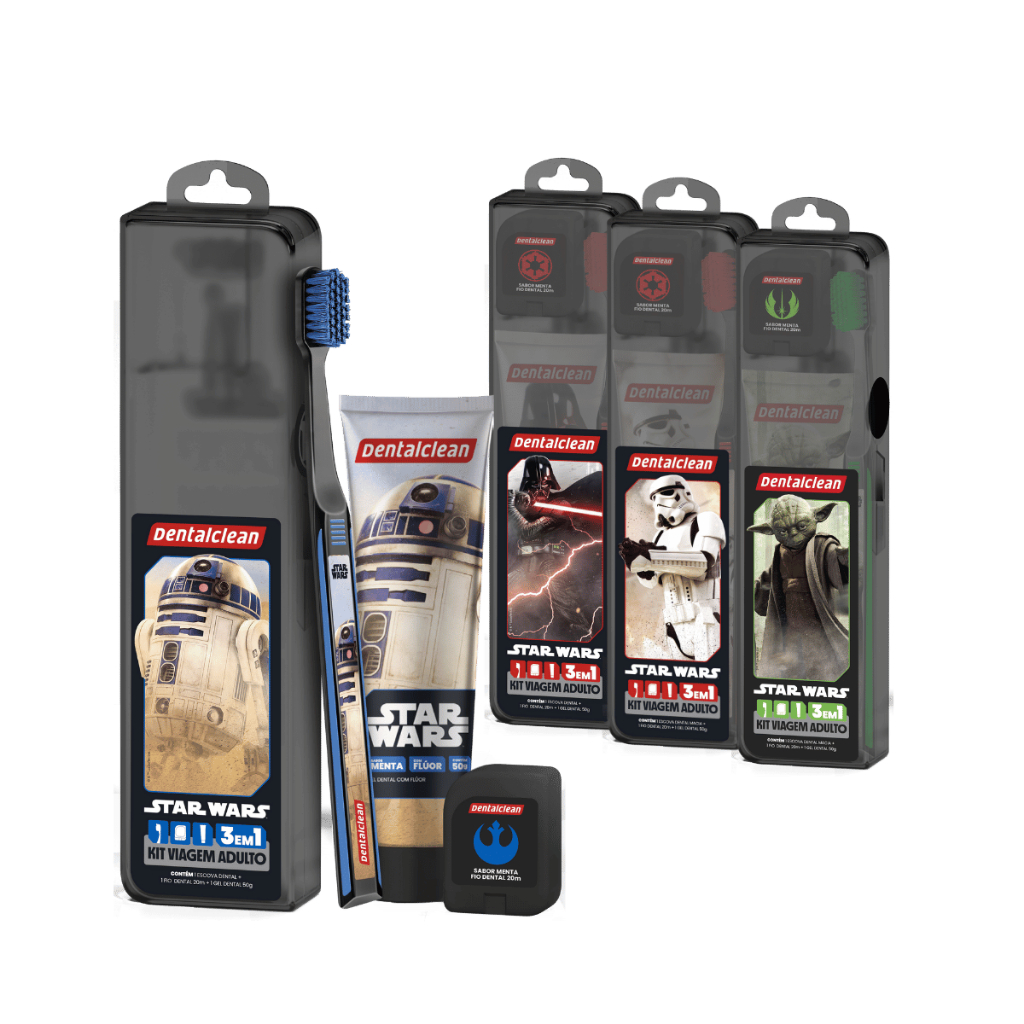Kit Premium DentalClean Star Wars Gel Escova Fio e Estojo | Shopee Brasil