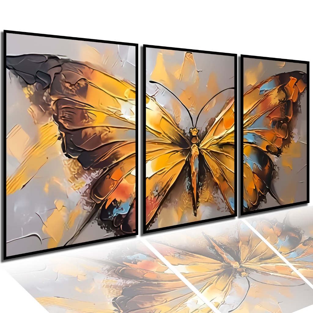 Quadros Para Sala Borboleta Abstrata Colorida Decoração Casa Luxo 3 ...