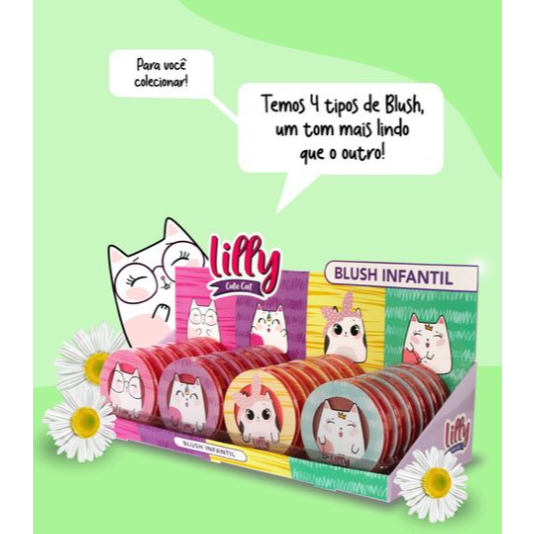 Kit Blush Infantil Lilly Cute Cat 4 cores Box C/48 unid | Shopee Brasil