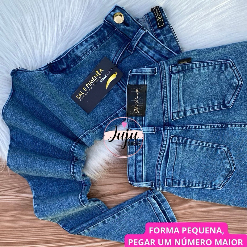Calça Jeans Sal e Pimenta/Pimenta Doce com Lycra Cintura Alta/Skinny ...