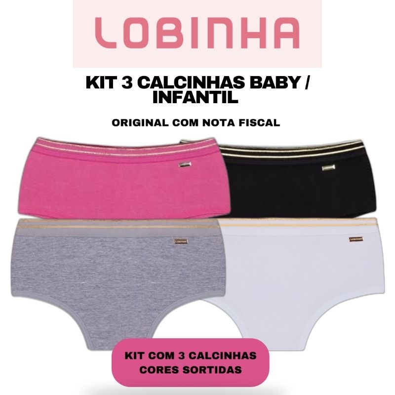 KIT 03 CALCINHAS LOBINHAS LUPO INFANTIL ALGODÃO | Shopee Brasil