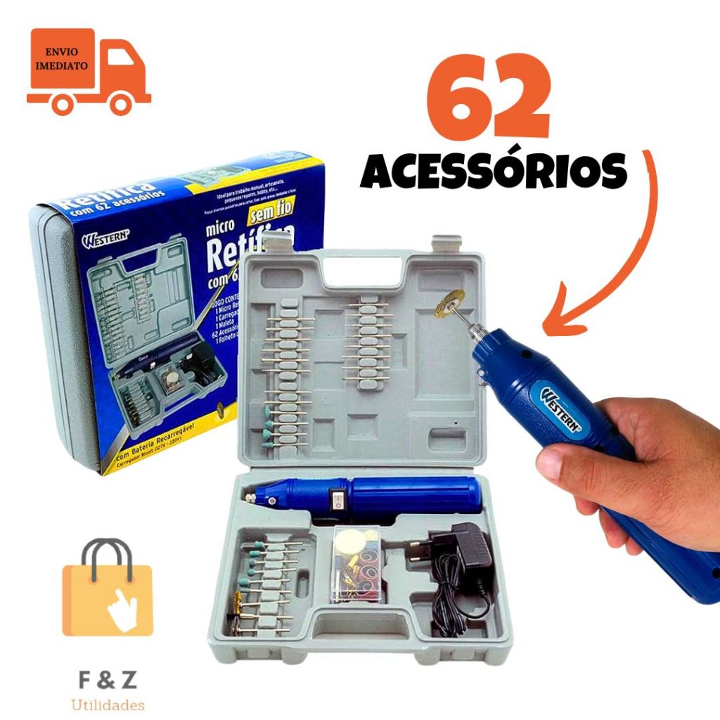 Micro RetÍfica Western Bivolt Com 62 Acessórios E Maleta 110/220v ...