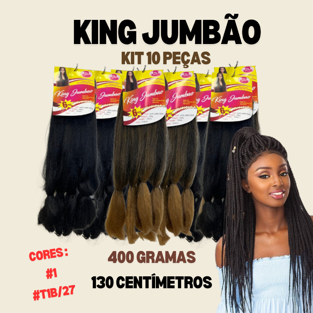 KIT KING JUMBÃO 400G PARA TRANÇA BOX BRAIDS - 10 PEÇAS | Shopee Brasil