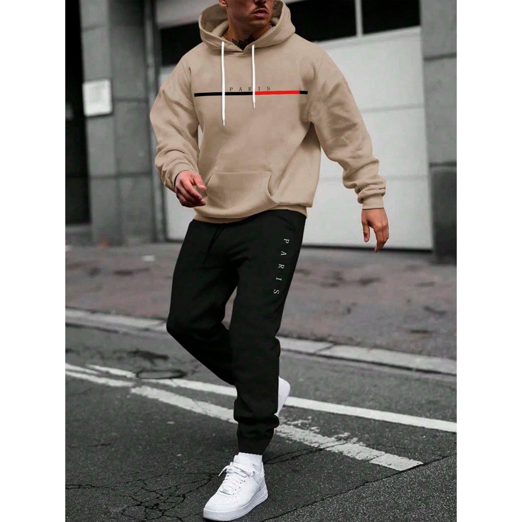 Conjunto Blusa de Frio Casaco Esporte Canguru Paris Com Bolso Capuz ...