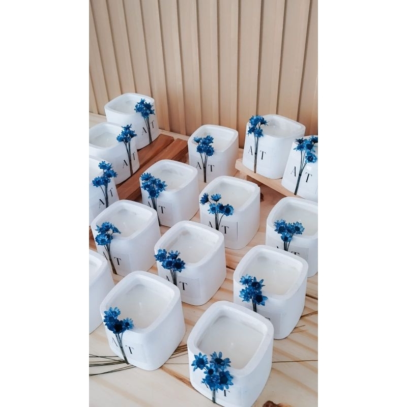 Kit 50 vasinhos de gesso para lembrancinhas e porta vela (quadrado ...
