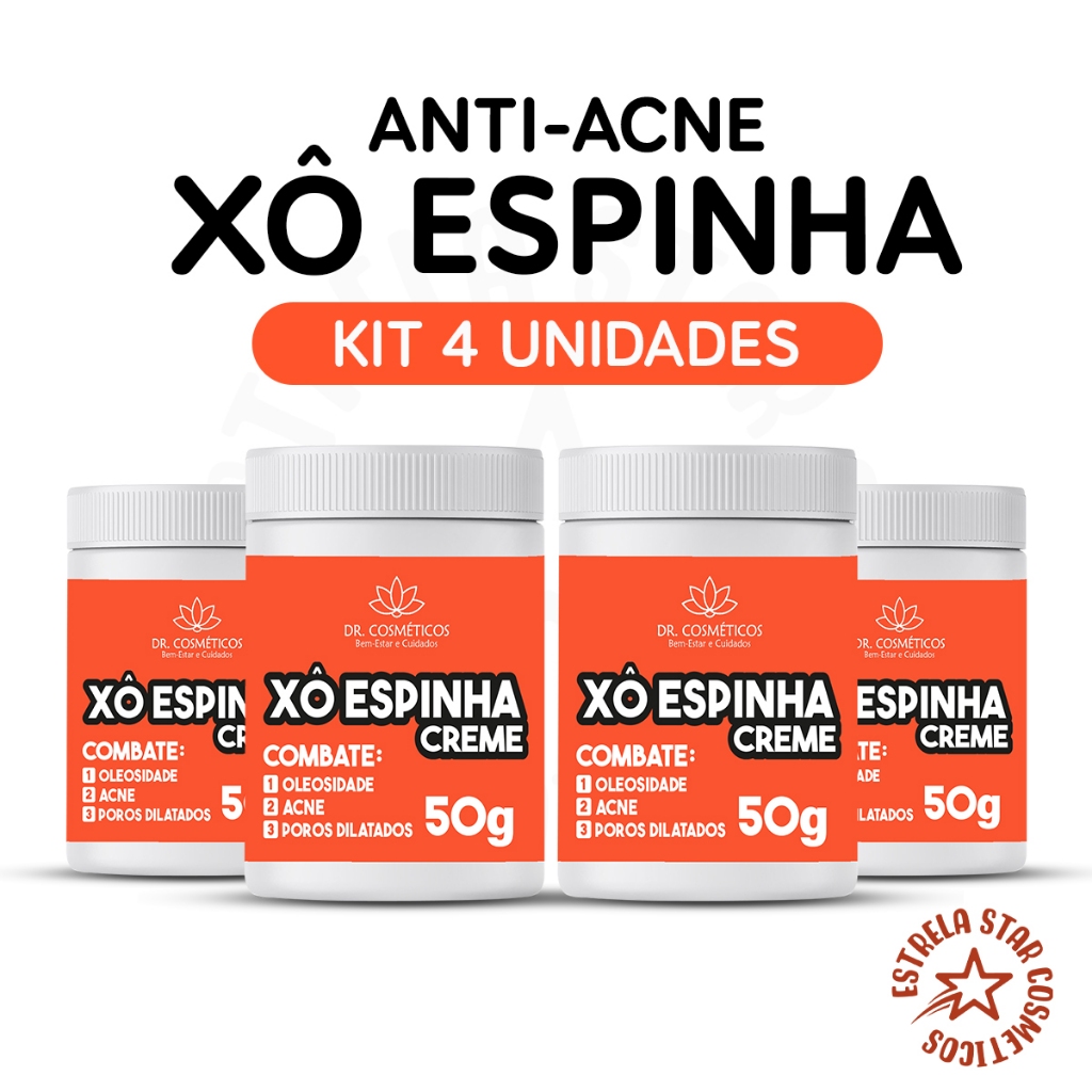Kit 4 cremes xô espinha clareador e anti acne para espinhas e cravos Natyflora tira manchas 50g ...