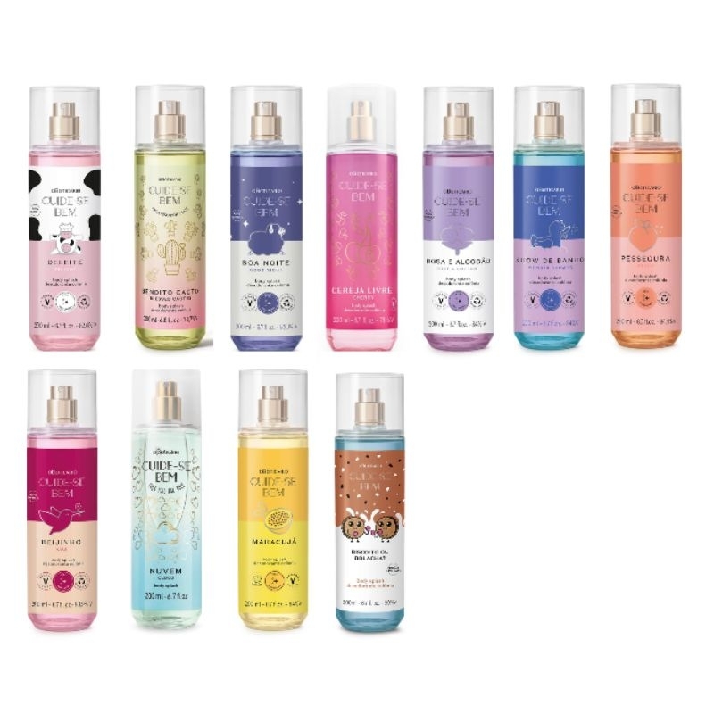 Body Splash Cuide-se Bem Nuvem, Deleite, Beijinho, Show de Banho, Boa ...