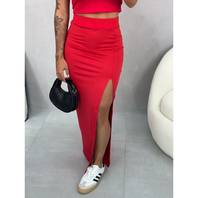 SAIA LONGA TENDENCIA MODA GRINGA PINTEREST | Shopee Brasil