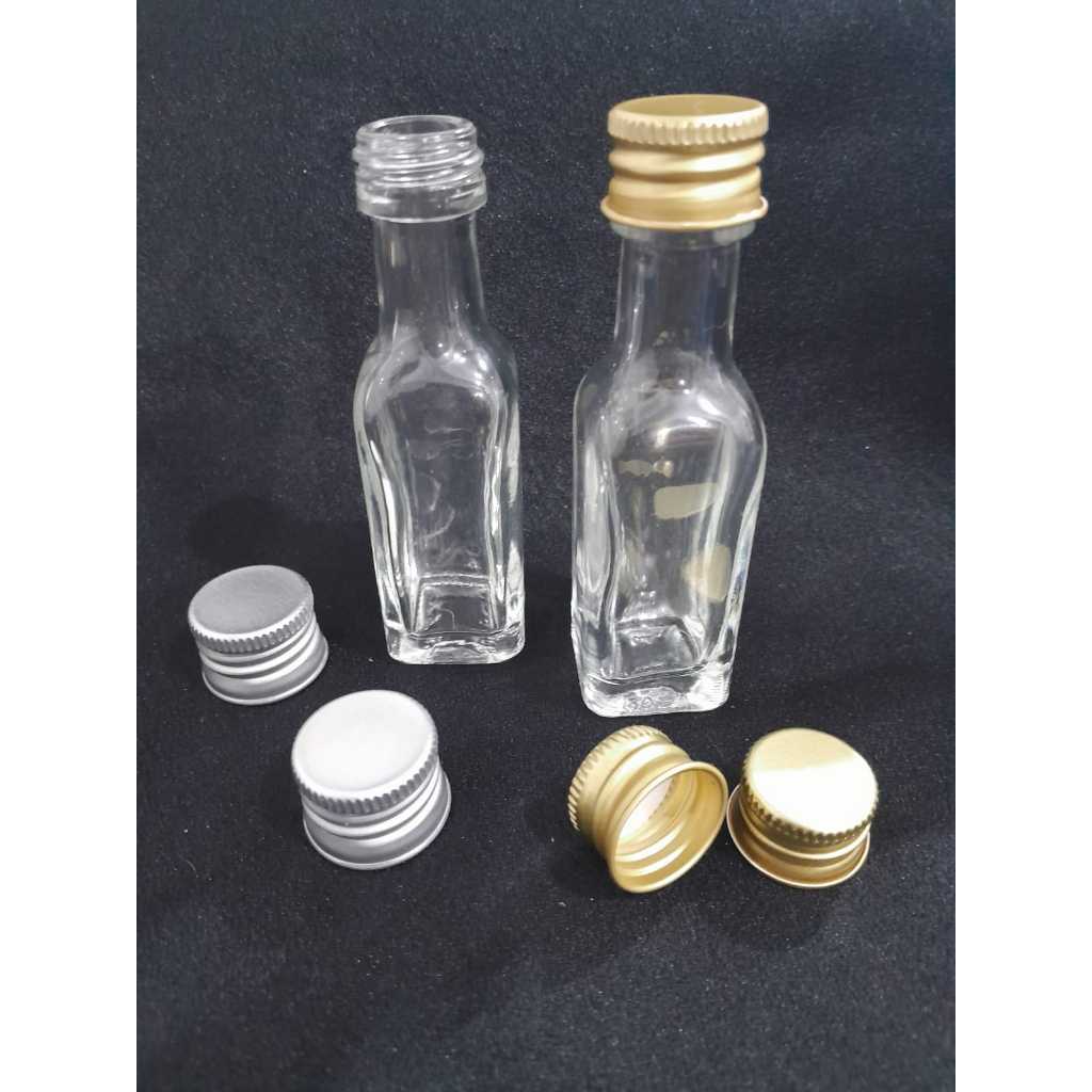 Kit 10unid. Mini Garrafinha vidro Frasco 20ml com tampa dourada e prata ...