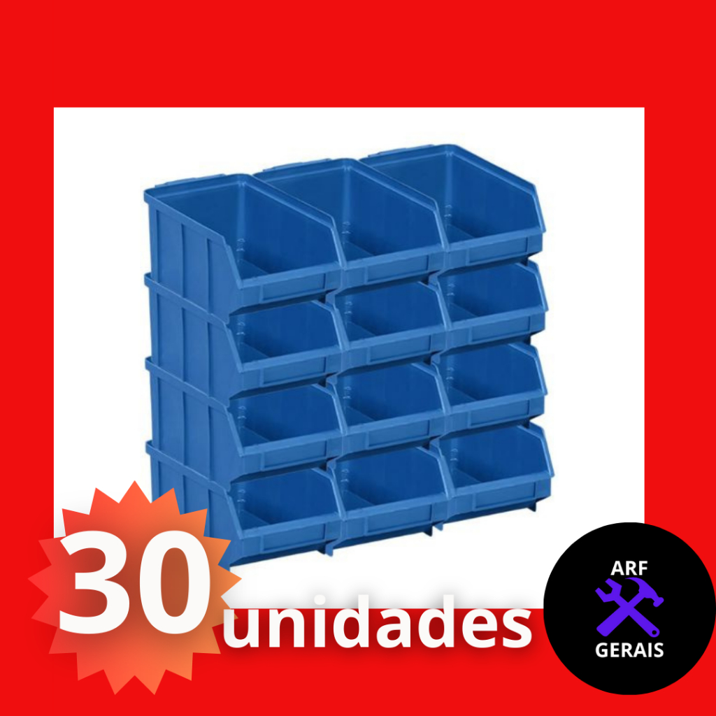 Caixa Bin Organizadora Plástica Nº3 Azul Caixa Com 30 Peças Organizador ...