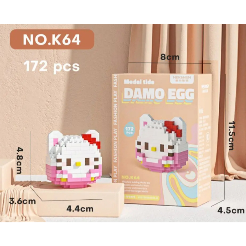 Boneca de montar Turma da Hello Kitty, Lego, blocos, enfeite, papelaria ...