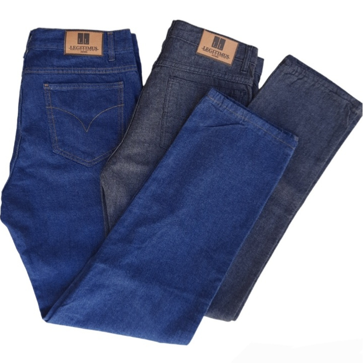 Kit 2 Calça Jeans Reta Masculina Sem Elastano Reforçada Para Trabalho
