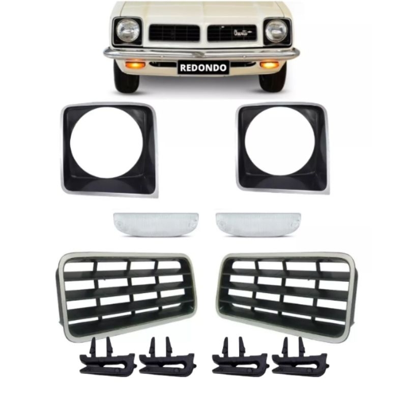 KIT FRENTE CHEVETTE 78 A 80 FAROL REDONDO ARO GRADE PISCA E GRAMPOS ...