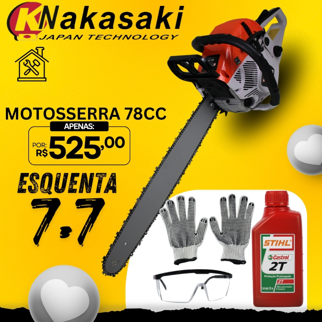 Motosserra Profissional 78cc Moto Serra Motoserra 3.5HP Com Oleo Sthil Stihl Sabre 20 Polegadas ...