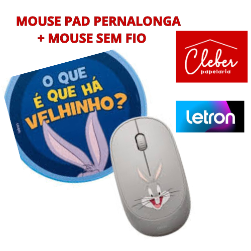Kit Mouse Sem Fio + Mouse Pad PERNALONGA Looney Tunes 26 Cm 2 PEÇAS ...