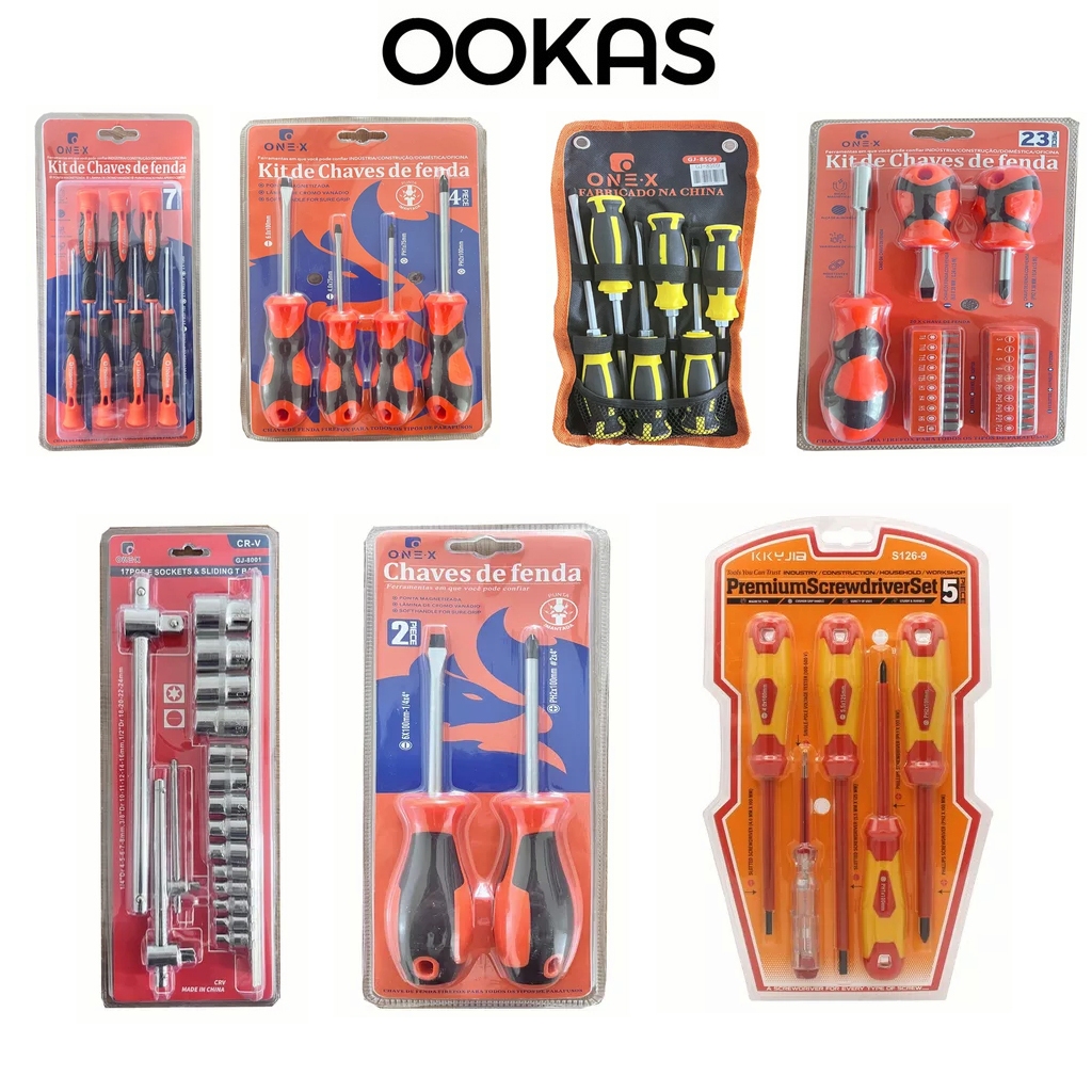 Kit Jogo De Chave de Fenda e Phillips simples em aço Ponta imantadas e ...