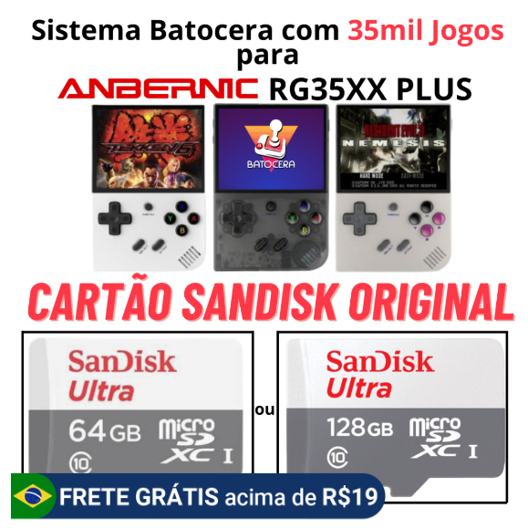 Cartão para Anbernic RG35xx Plus com Sistema Batocera + 35mil Jogos ...