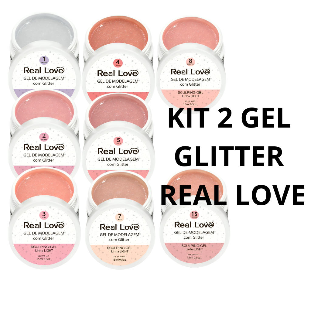 Kit 2 Gel Sculpting Com Glitter - Gel Uv/Led 15ml - Real Love | Shopee ...