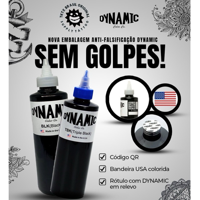 Tinta Tattoo Dynamic Black e Triple Black 240ml Tatuagem 100% Original | Shopee Brasil