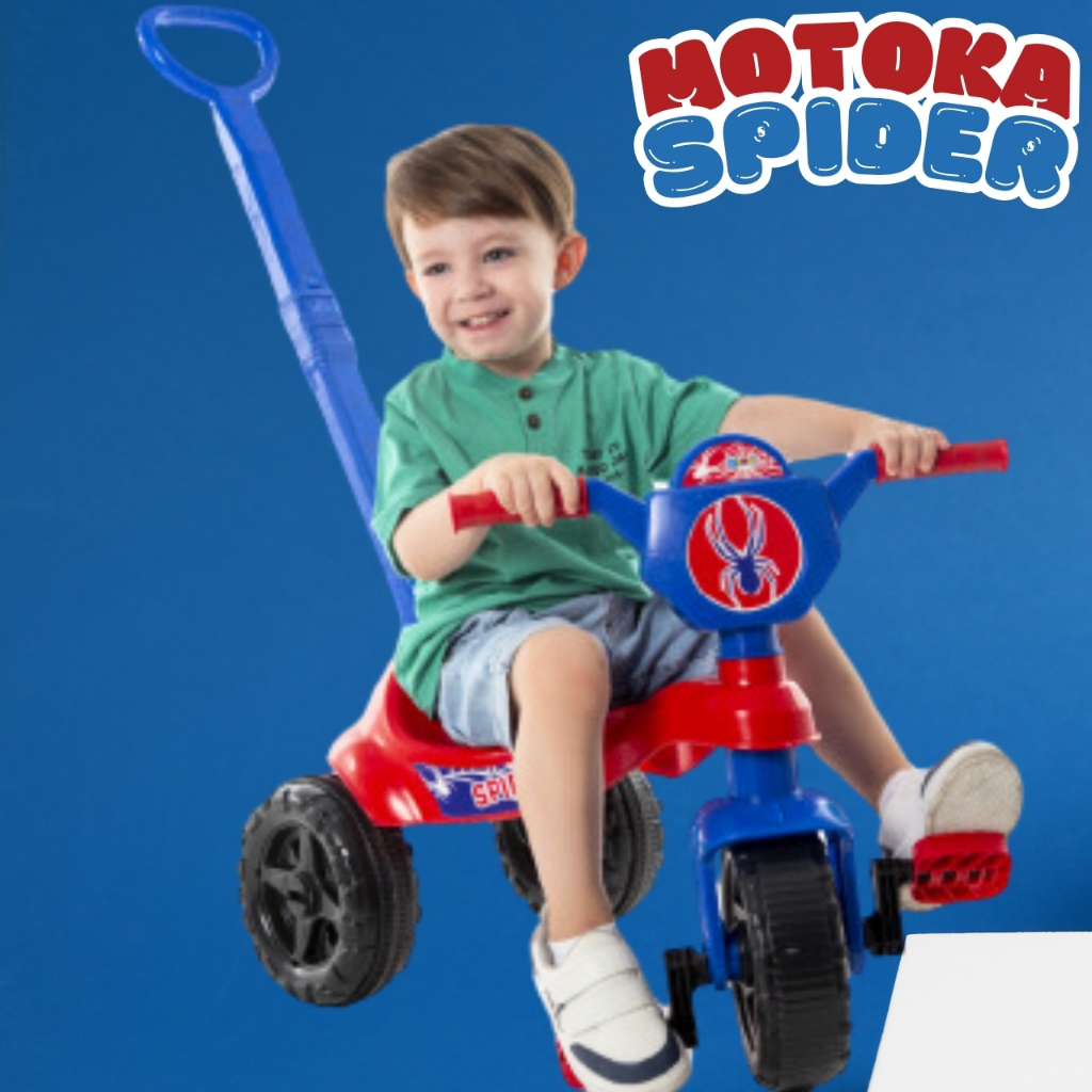 Triciclo Velotrol Infantil Motoca Motoquinha Com Empurrador Spider ...