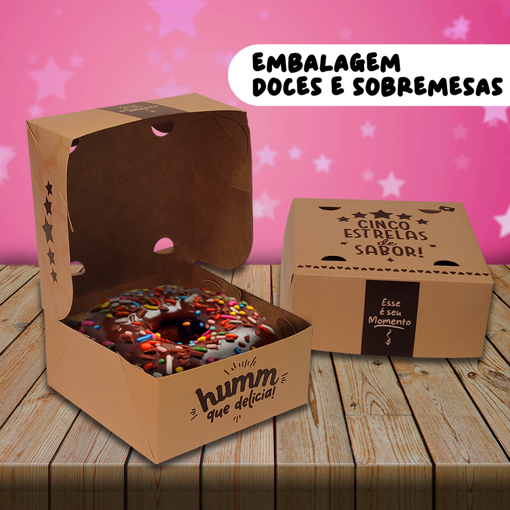 Caixa Embalagem para Doces Sobremesa Delivery (11x11x5cm) - 10, 20, 30 ...