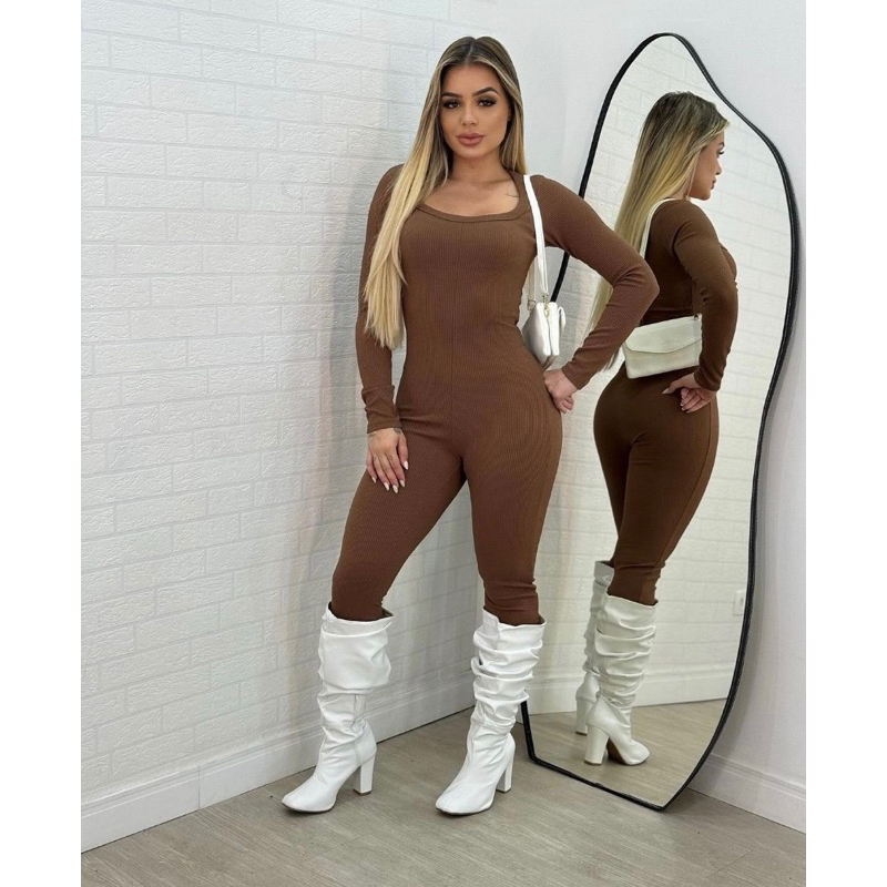 Macacão gringa manga longa tecido anarruga | Shopee Brasil