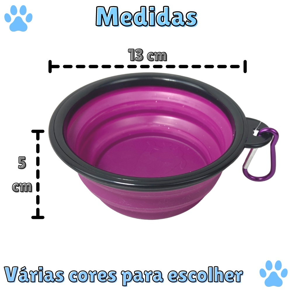 Vasilha Tigela Portátil para Cachorro de Silicone Modelo Retrátil - 350 ...