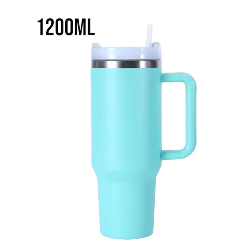 Caneca garrafa copo Térmica 1200ml 1.2 litro Estilo Capacidade Generosa Canudo Plástico prática ...