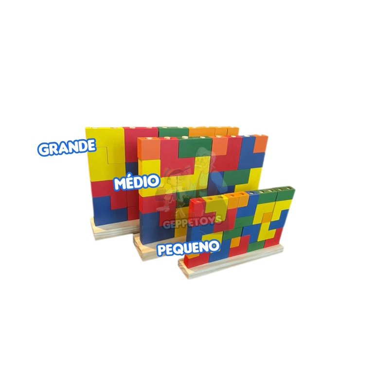 Blocos de encaixe vertical tetris em madeira | Shopee Brasil