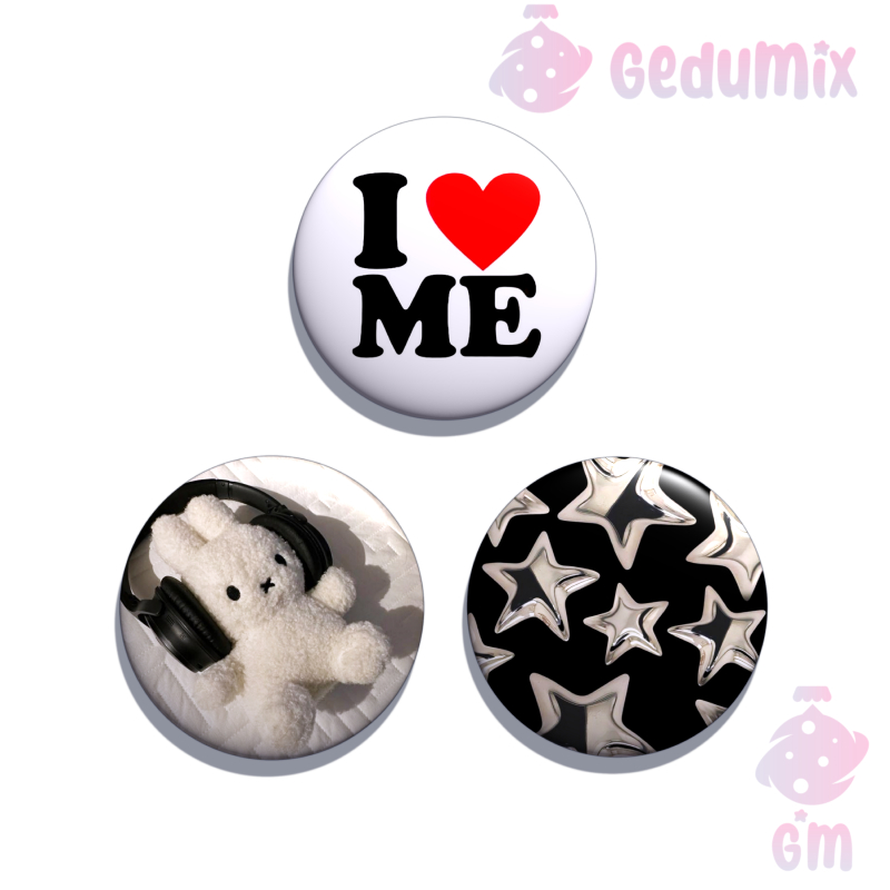 KIT 3 Bottons Broches I Love ME Aesthetic | Shopee Brasil