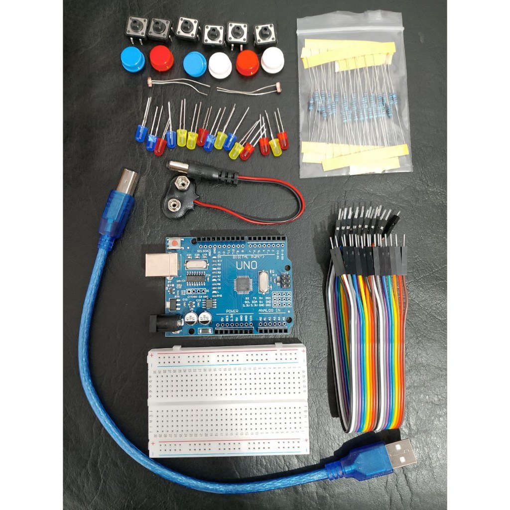 Arduino Uno R3 + Kit ( Mini Breadboard, Jumper LED, Botão Fio para Arduino, Kit DIY, ) | Shopee ...