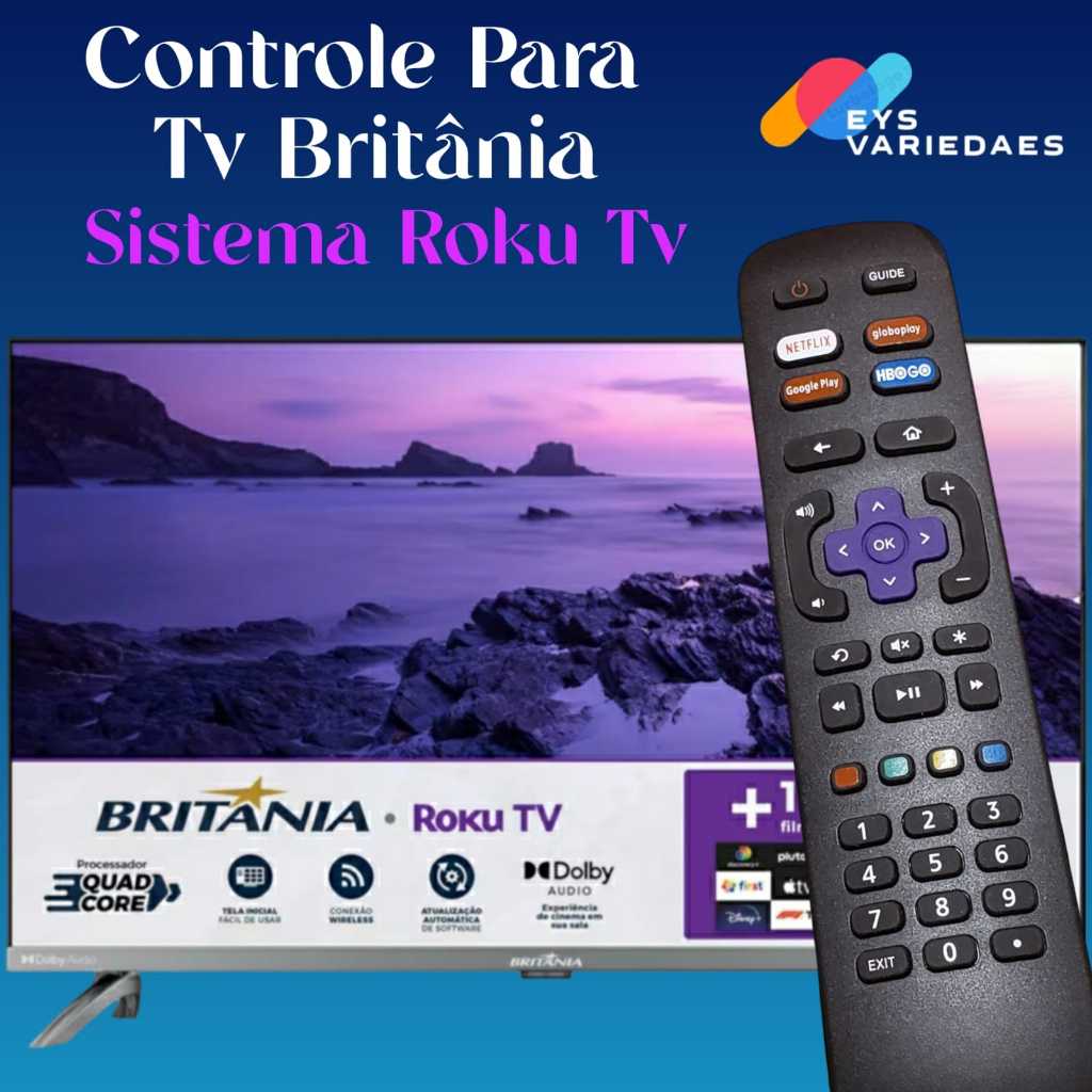 Controle Remoto Britânia Roku TV Seu Entretenimento na Palma da Mão ...