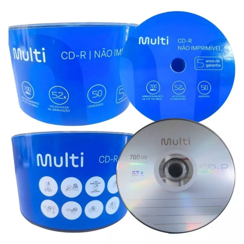 50 Cd-r Multilaser Logo 700 Mb 80 Minutos 52x Original - Escorrega o Preço