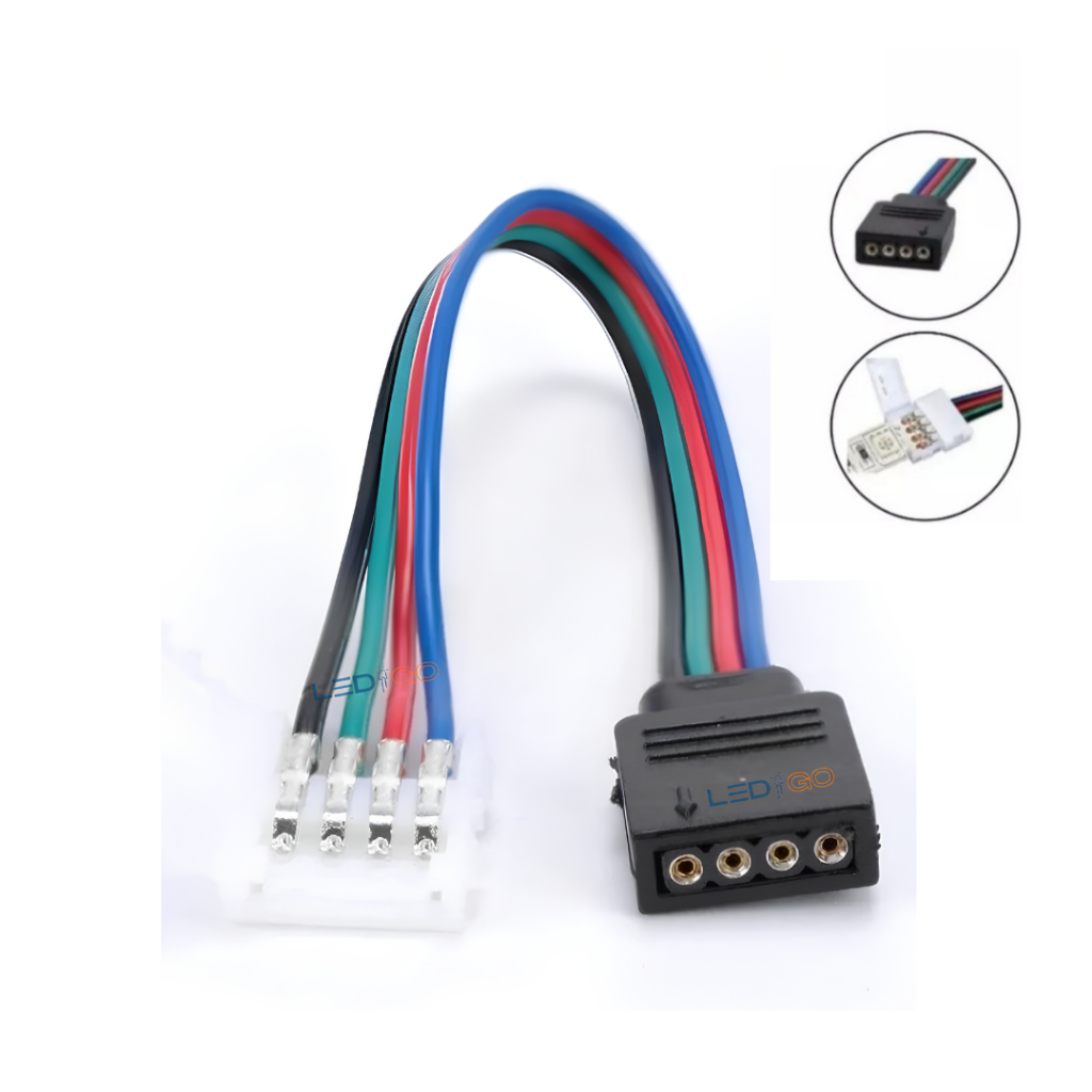 Conector Emenda Adaptador Fita Led Luz Rgb De 4 Vias Rabicho - 1 ...