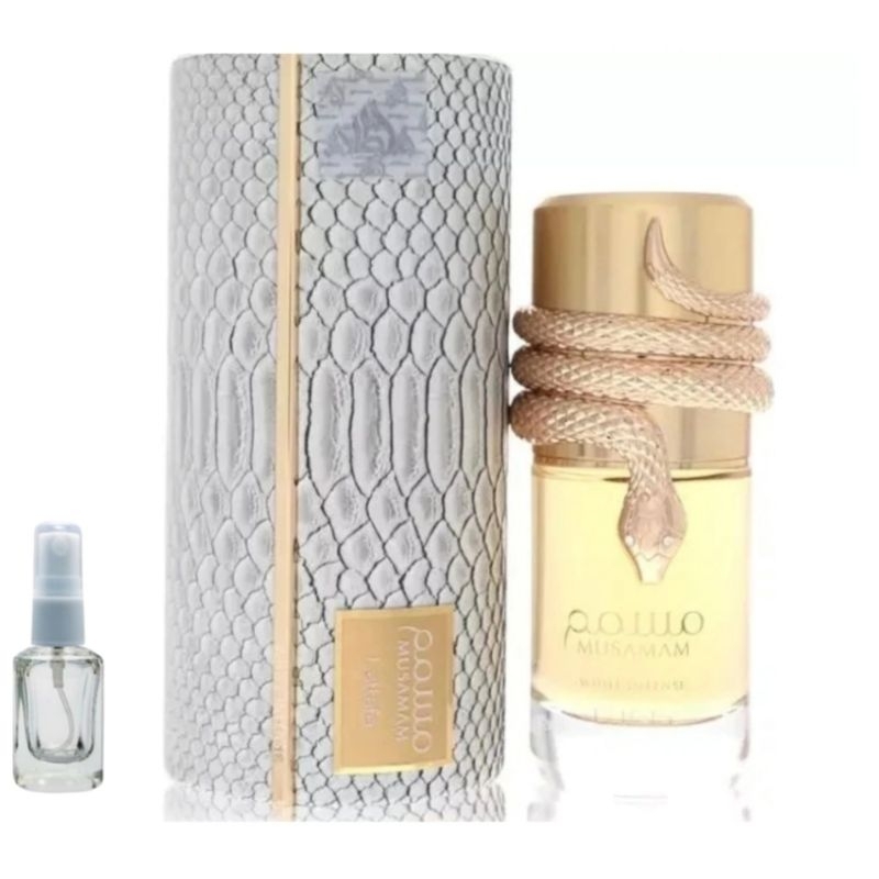 perfume árabe musaman White Intense Lattafa Feminino 5ml | Shopee Brasil