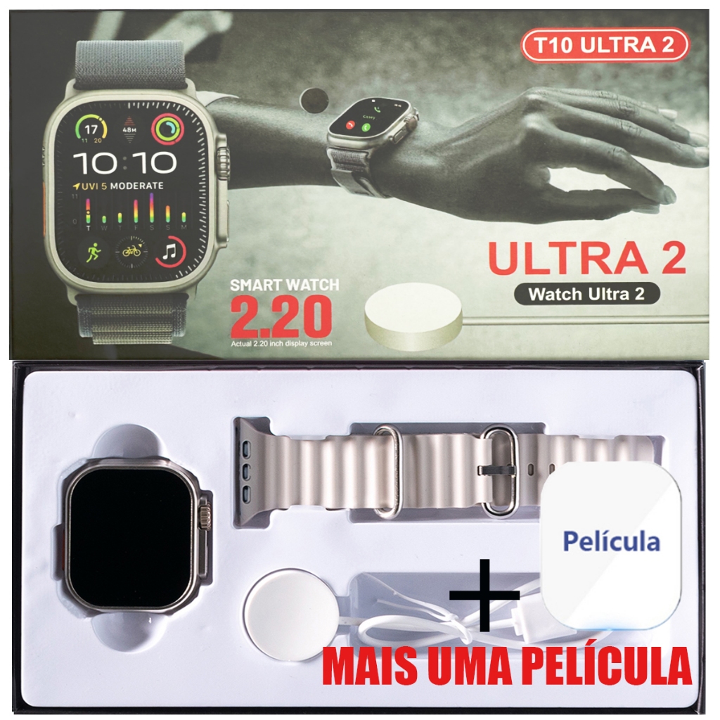 2024 Smartwatch T10 Ultra 2 2024 Nova Série 9 SmartWatch 2.09 Inch HD 49mm Bluetooth Com ...