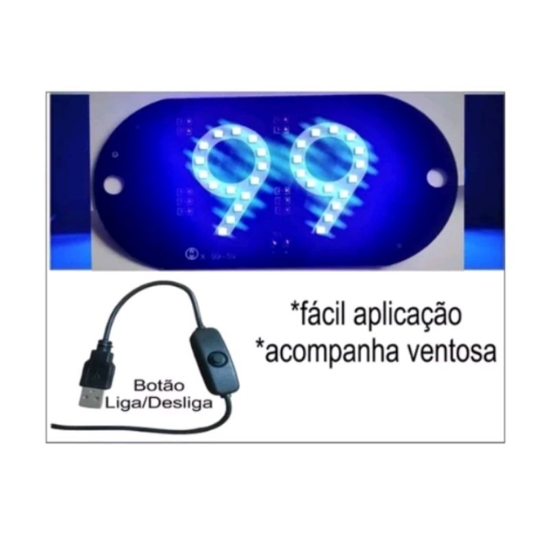 Painel Luminoso Placa LED 99 Para carro De Motorista Full HD vidro Parabrisa entrada usb ...