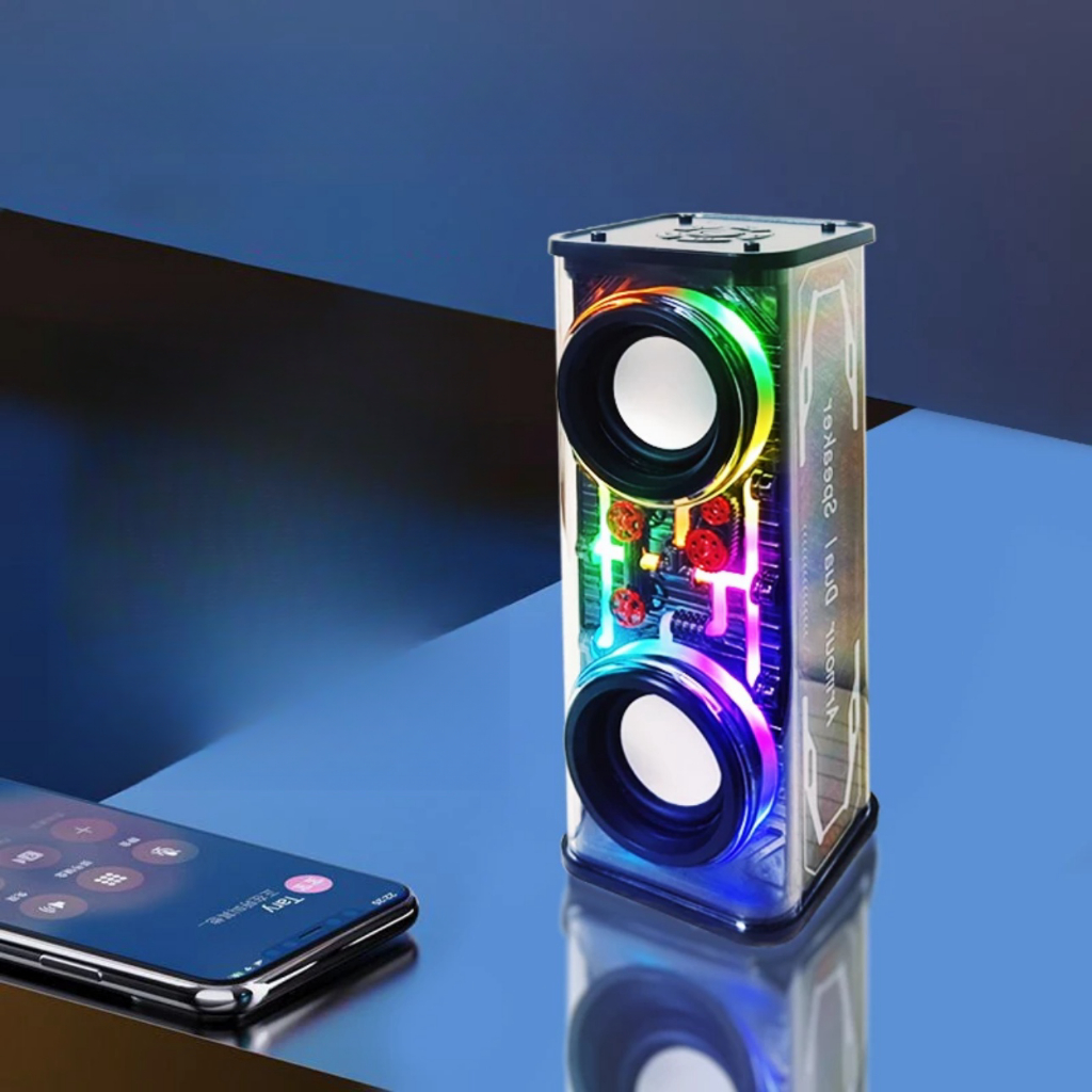 Caixa de Som Bluetooth com Alto-Falante Duplo e Subwoofer Tech Luz Super Potente TWS Sem Fio ...