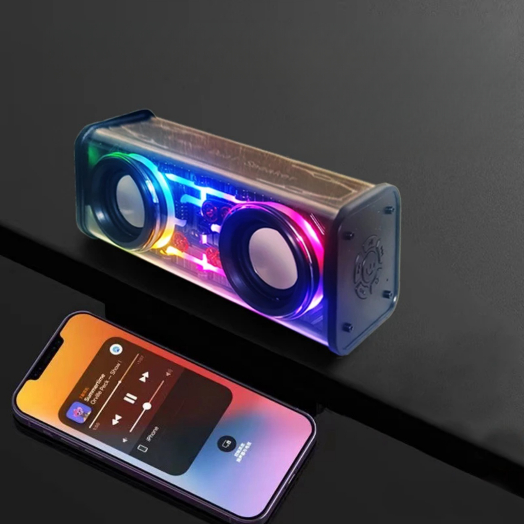 Caixa de Som Bluetooth com Alto-Falante Duplo e Subwoofer Tech Luz Super Potente TWS Sem Fio ...