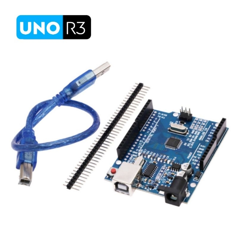Placa Compatível Arduíno UNO R3 + Cabo USB e Barra de Pinos Kit Robótica ATmega328P SMD CH340 ...