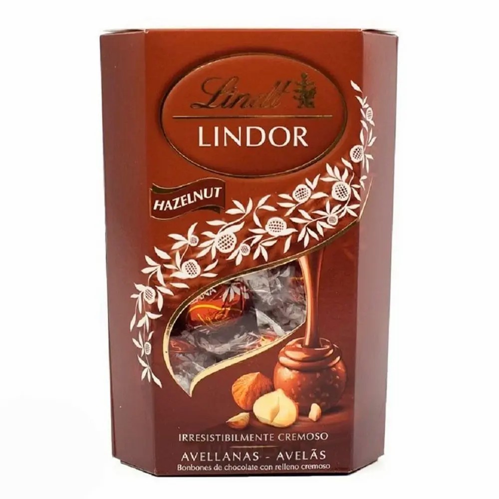 Chocolate ao Leite Com Avelãs e Recheio Cremoso Lindt 16 unidades 200g ...