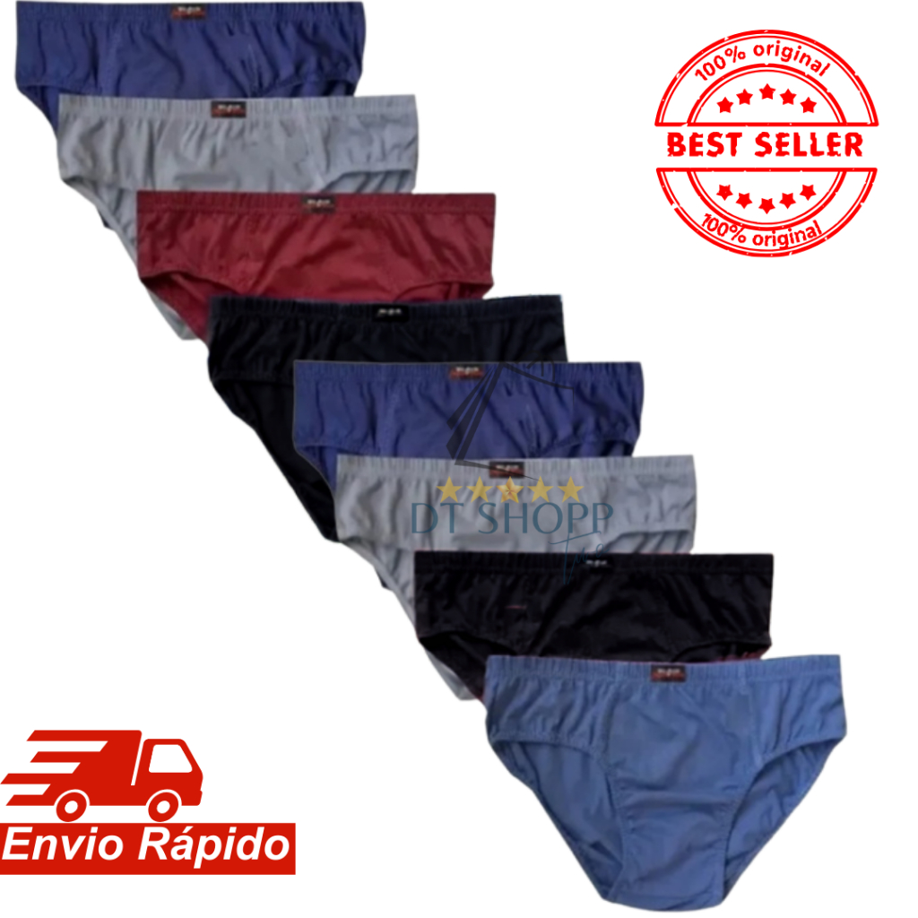 cueca kit até 10 Cuecas Slip Tradicional Adulto 100% Algodão | Shopee Brasil