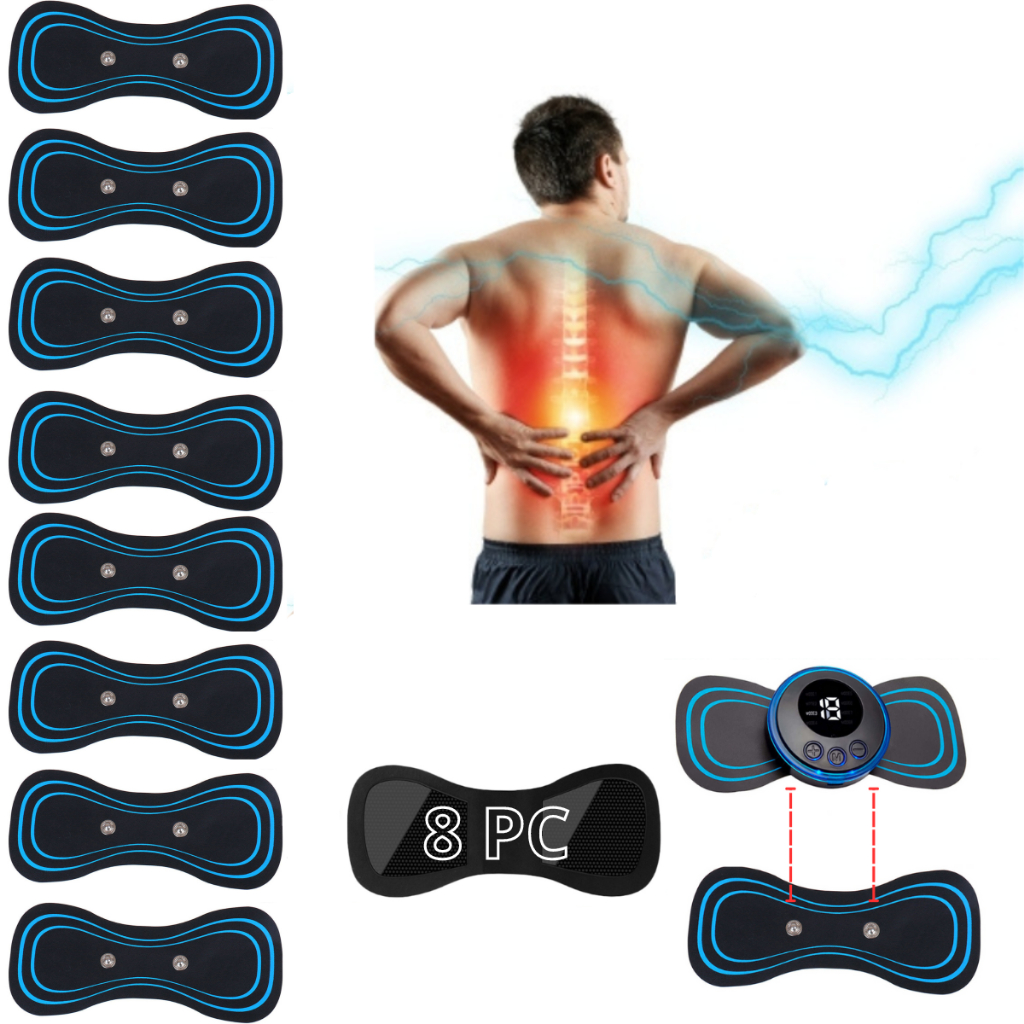 Refil Massageador Kit 08 Adesivos Portátil Recarregável EMS Dor Coluna ...