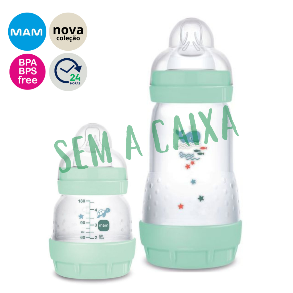 Kit 2 Mamadeiras Mam Easy Start Anticólica 130ml e 260ml Cores Diversas | Shopee Brasil