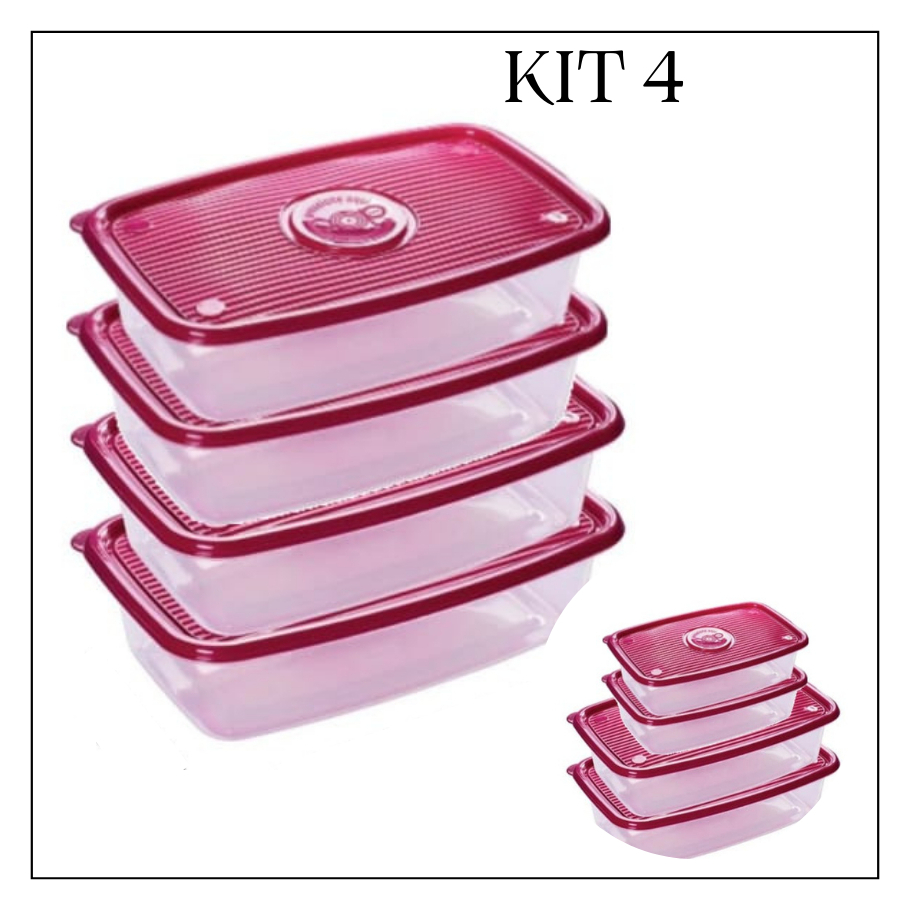 Kit 4 Conjunto Potes Plasticos Plasutil com 2Litros | Shopee Brasil
