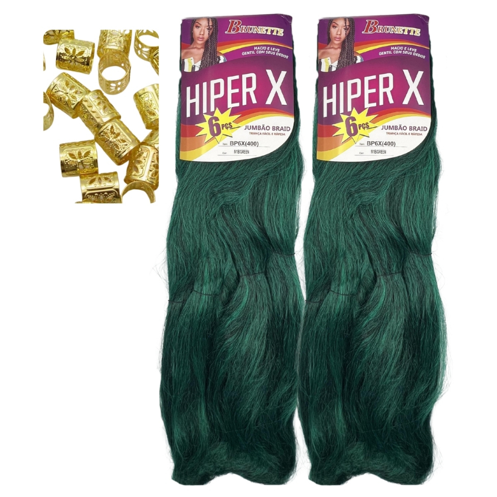 Kit 2 Pacotes Cabelo Jumbo Super Jumbão Hiper X + Anéis | Shopee Brasil